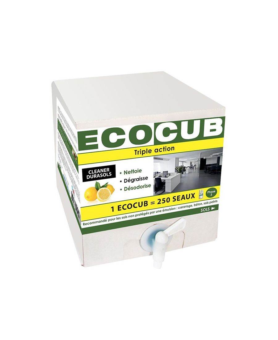 Ecocub Cleaner Durasols Triple Action Sols Citron 2D 10L|RC Diffusion